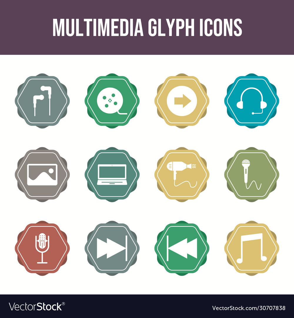 Beautiful multimedia icon set Royalty Free Vector Image