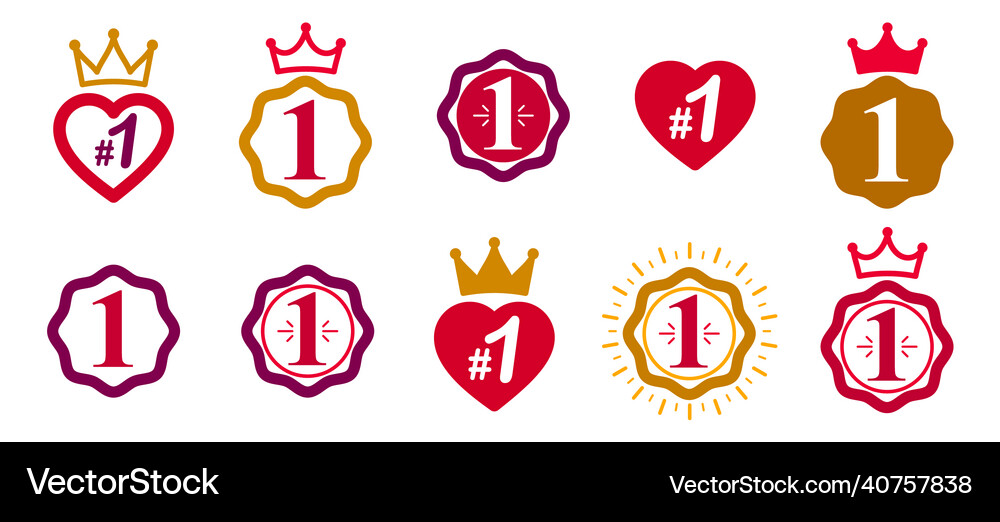 First place badge awards set graphic design Vector Image