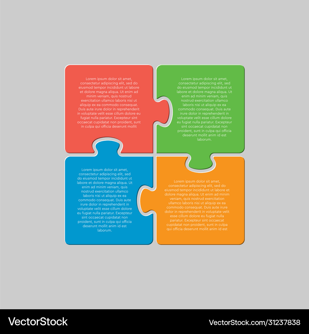 Four jigsaw puzzle square diagram info graphic Vector Image