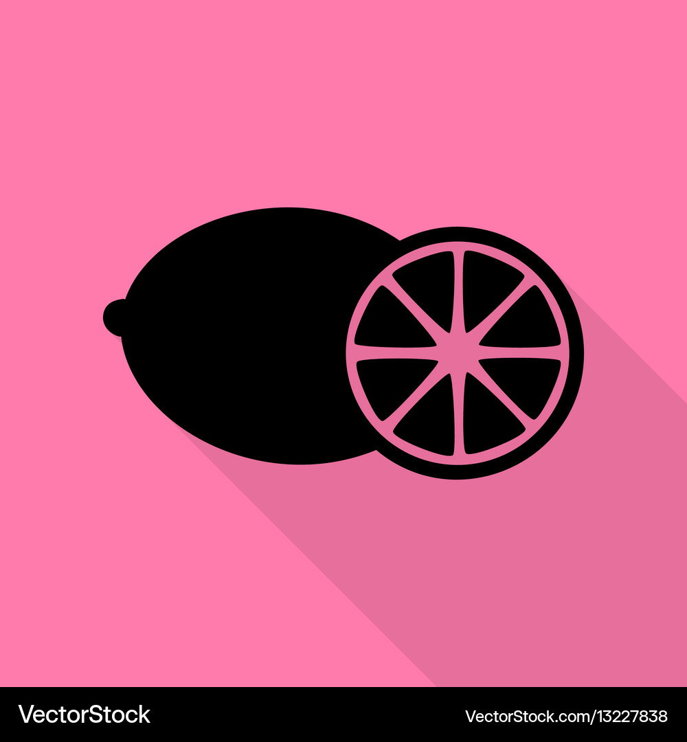 Fruits lemon sign black icon with flat style Vector Image