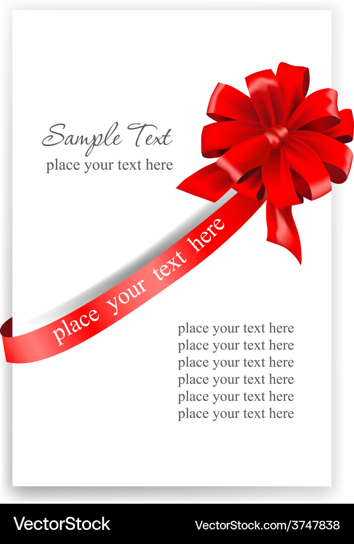 Greeting card with a red ribbon Royalty Free Vector Image