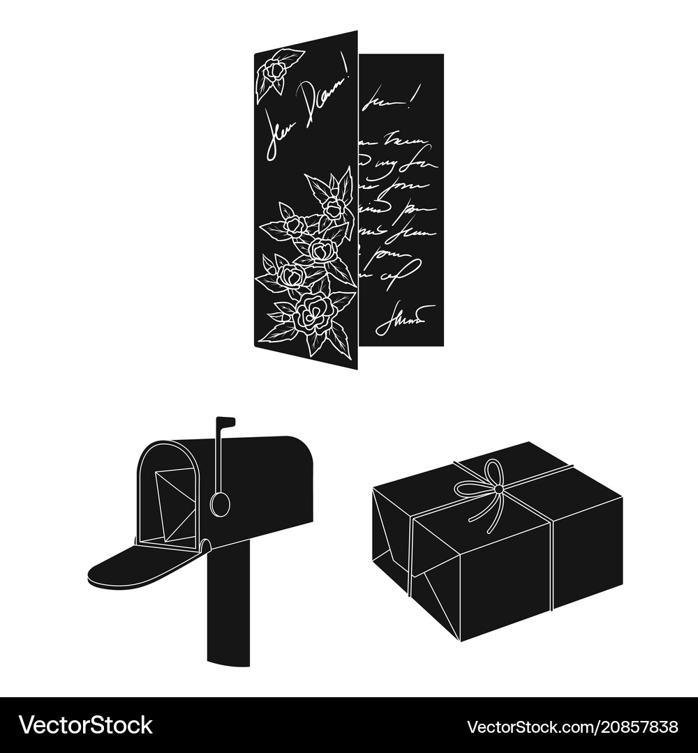 Mail and postman black icons in set collection Vector Image