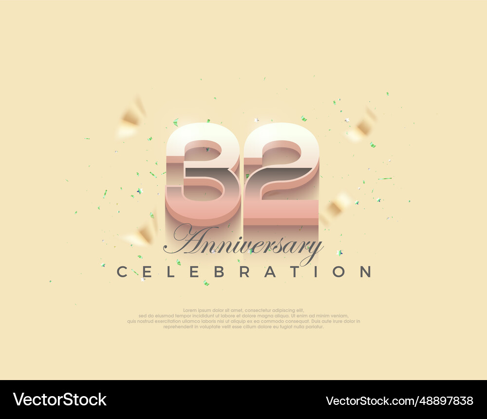 Modern number for 32nd anniversary celebration Vector Image