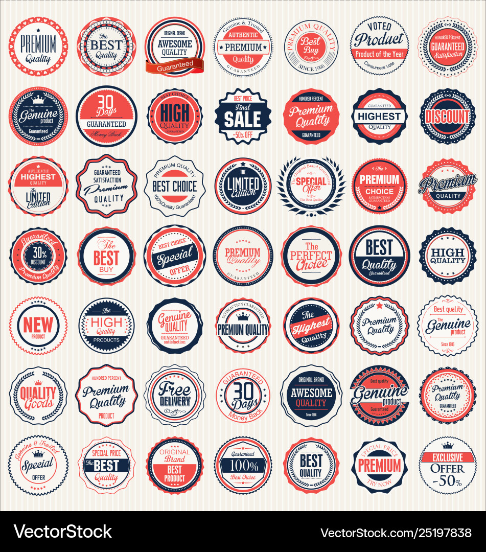 Premium quality retro vintage labels collection 2 Vector Image