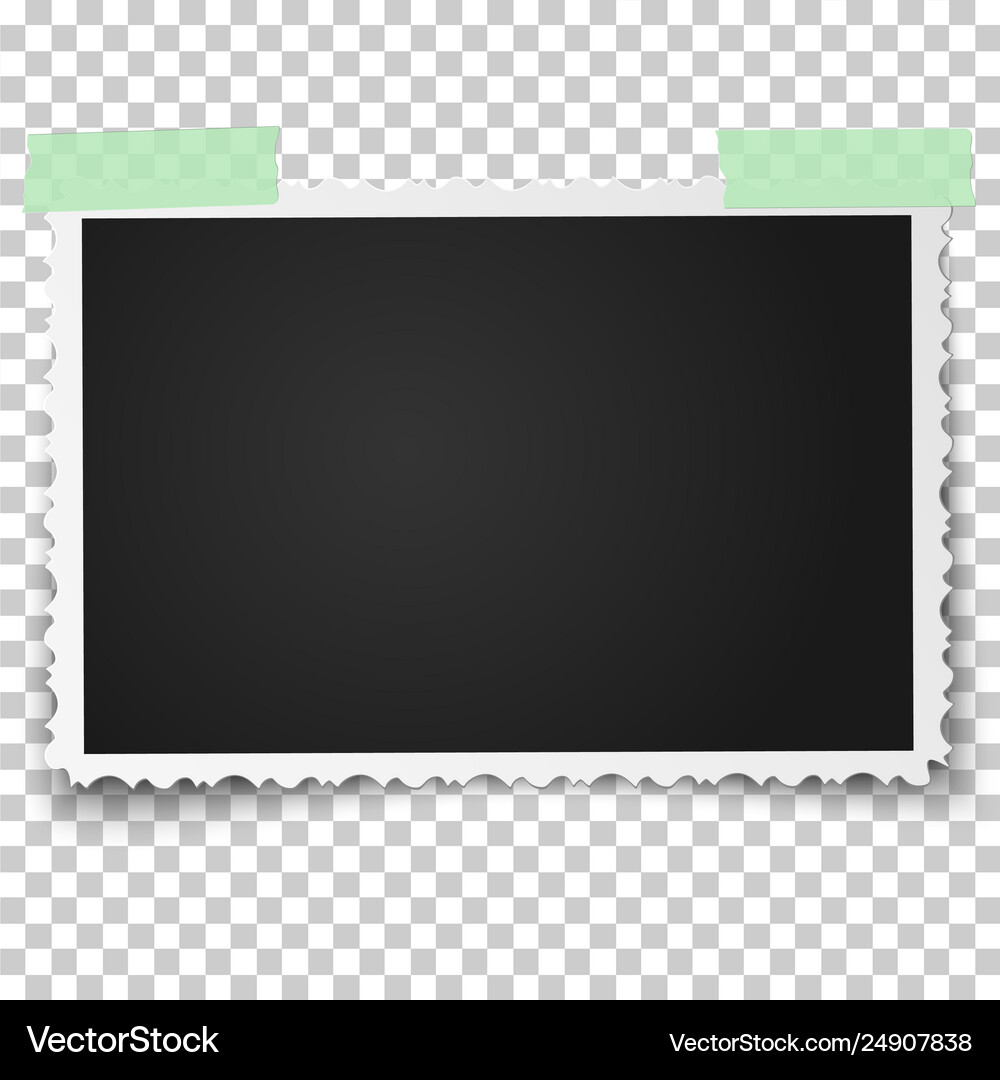Realistic photo frame with retro figured edges Vector Image