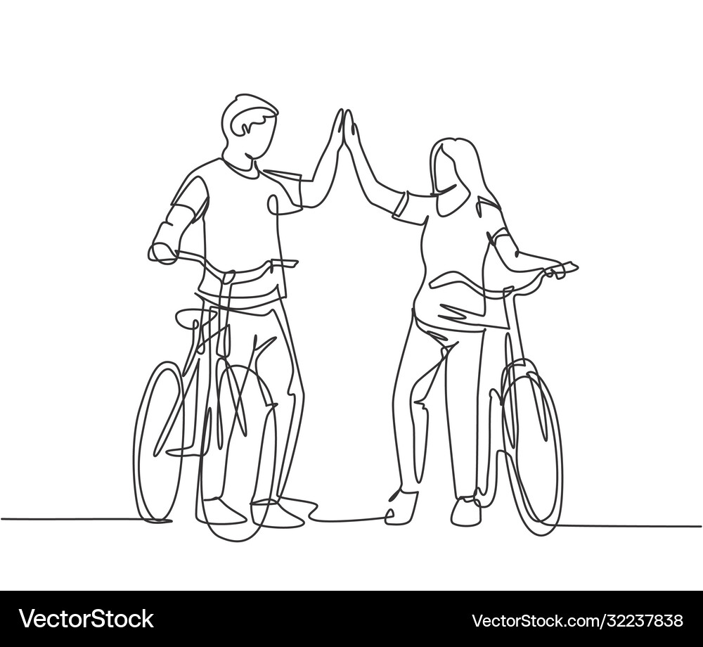 Relationship concept one line drawing young Vector Image