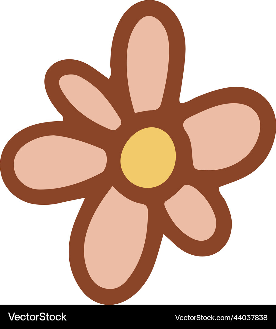 Retro groovy boho flower doodle floral element Vector Image