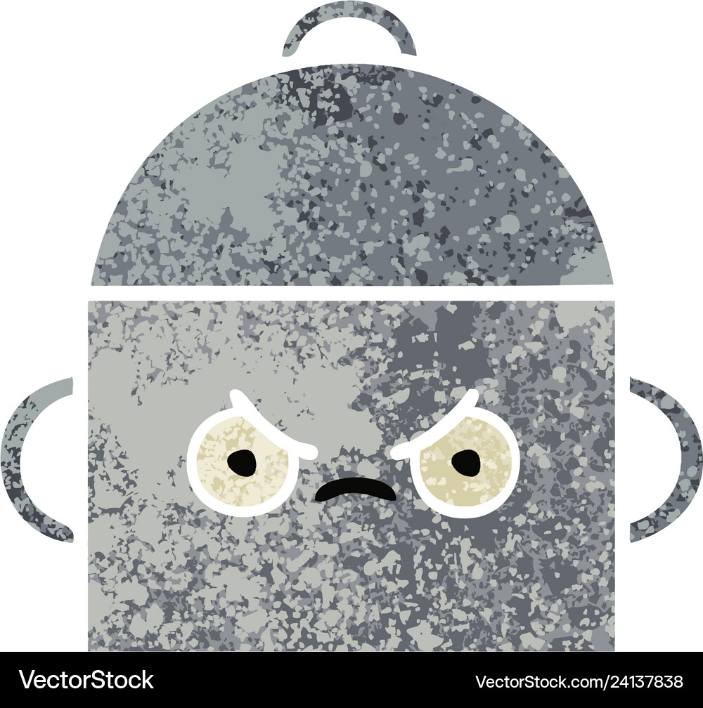 Retro style cartoon cooking pot Royalty Free Vector Image