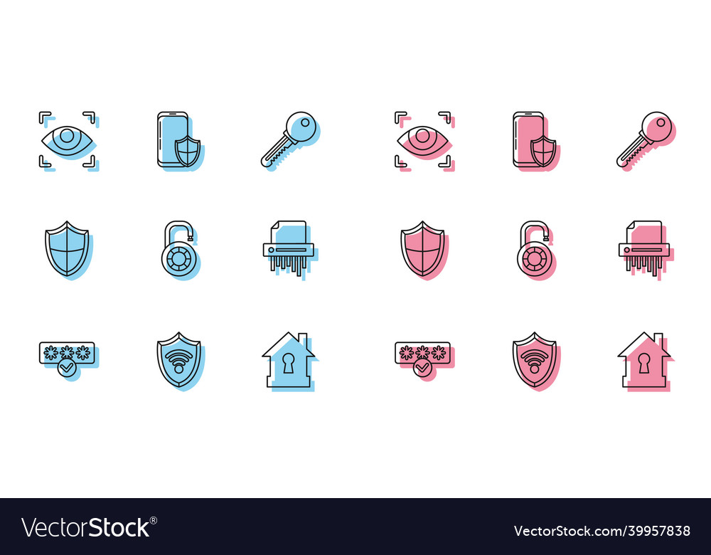 Set Line Password Protection And Safety Access Vector Image