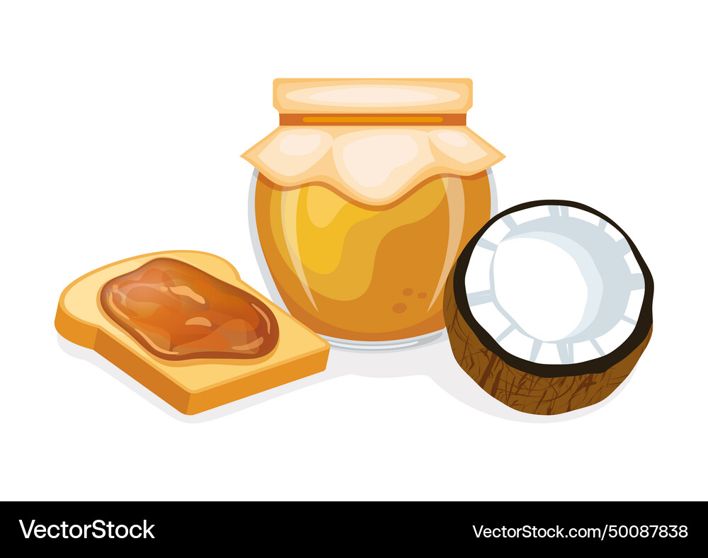 Toasted bread with coconut jam kaya icon Vector Image