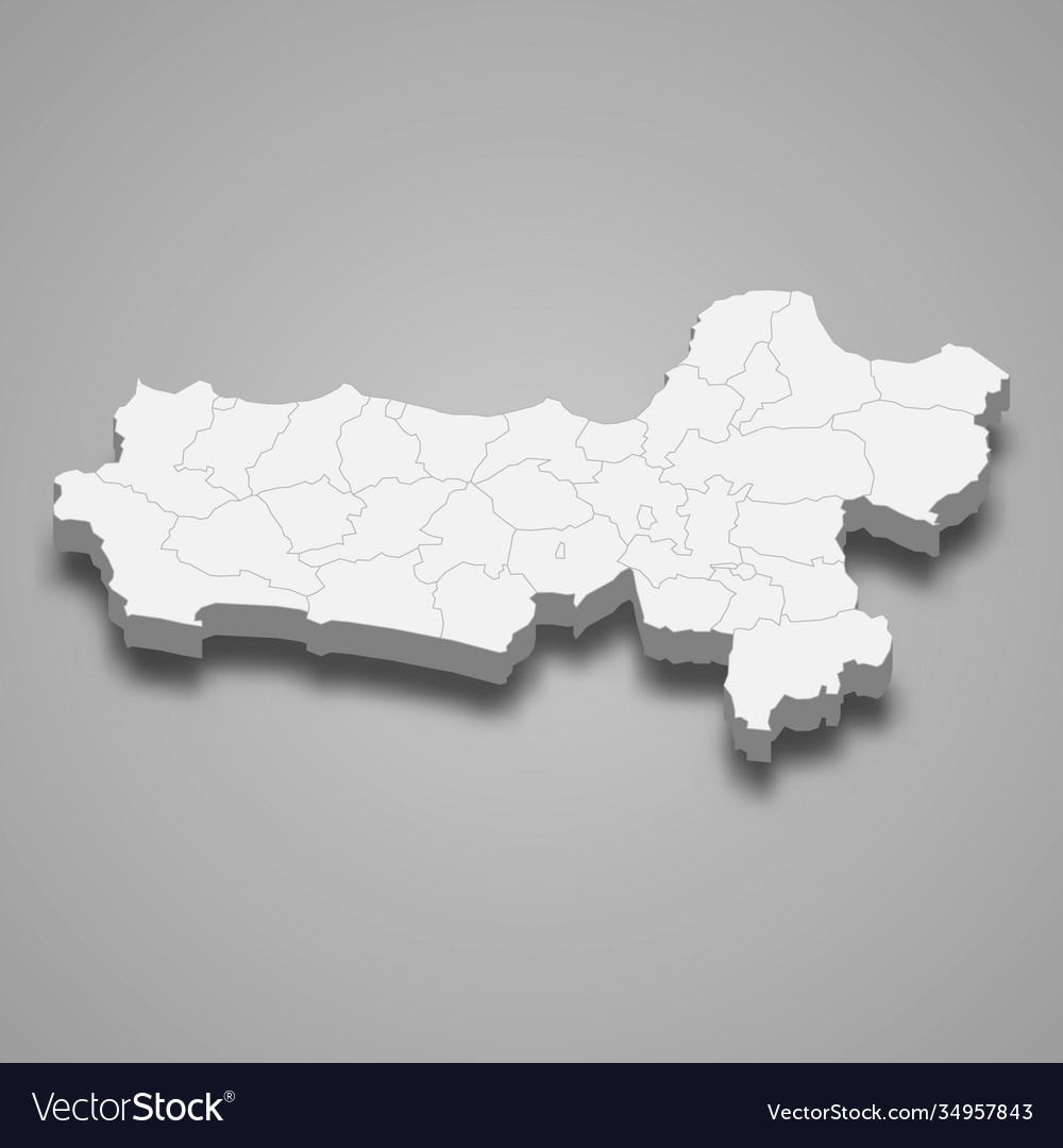 3d isometric map central java is a province of Vector Image
