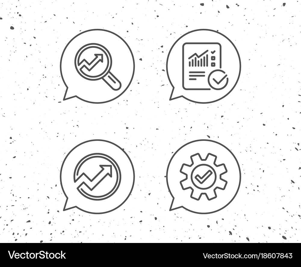 Analysis line icons chart report and service Vector Image