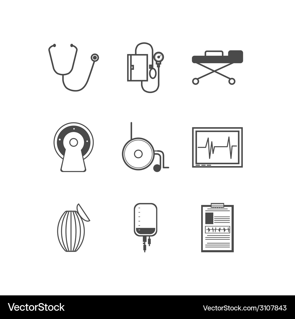 Black icons for resuscitation Royalty Free Vector Image