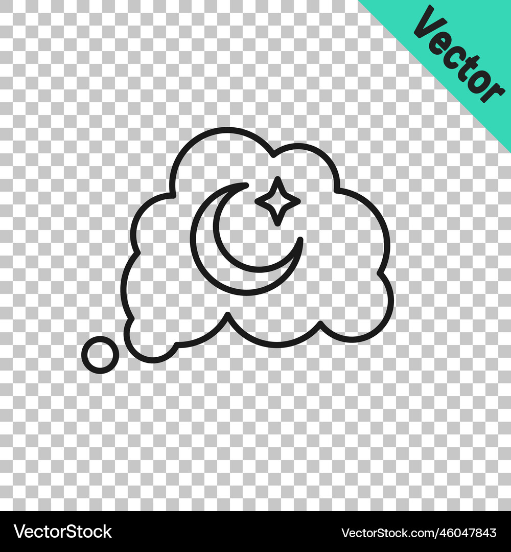 Black line dreams icon isolated on transparent Vector Image