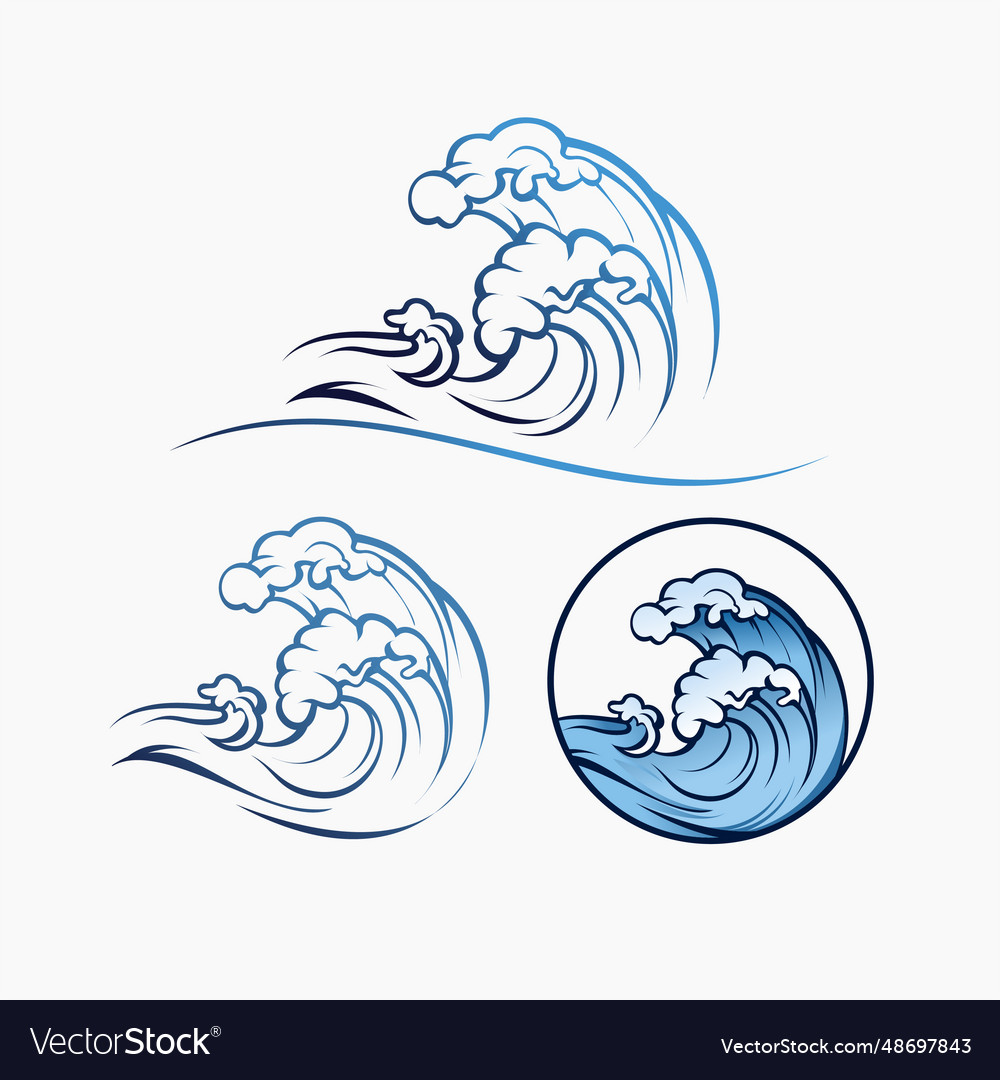 Different variants of sea waves Royalty Free Vector Image