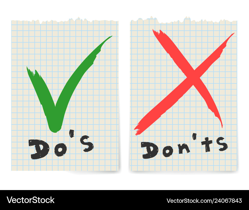 Do and dont check tick mark and red cross checkbox