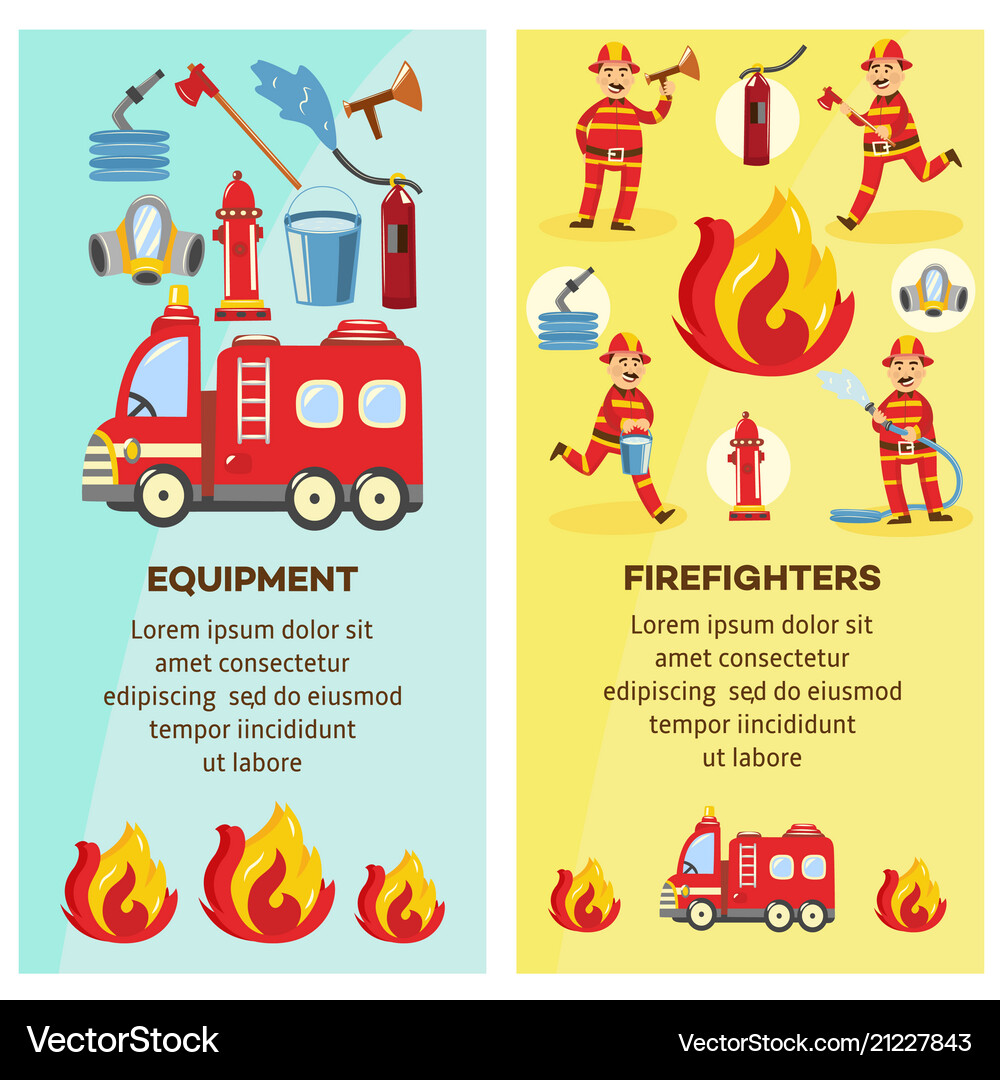 Firefighting and equipment concept banner Vector Image