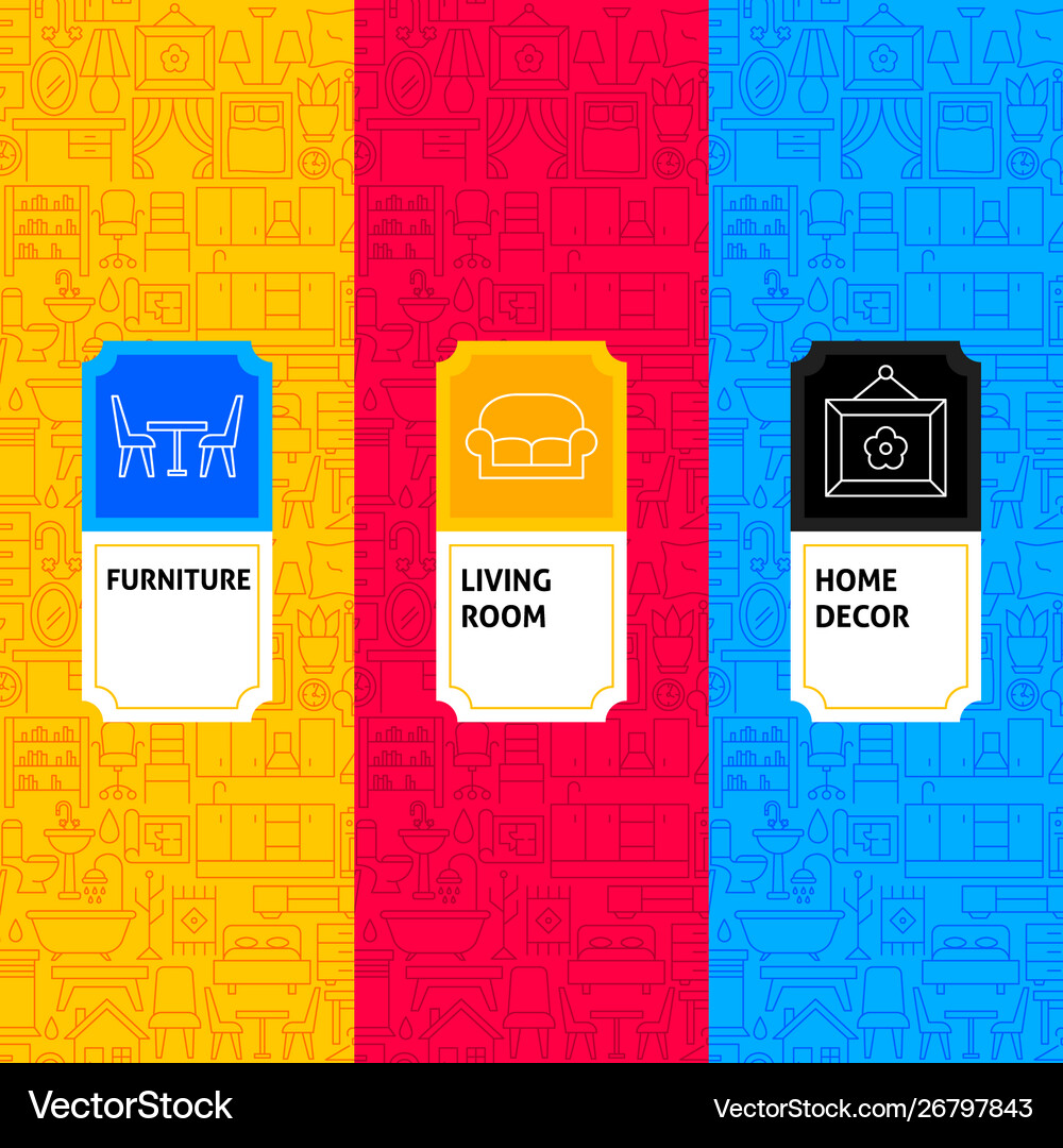 Line furniture package labels Royalty Free Vector Image