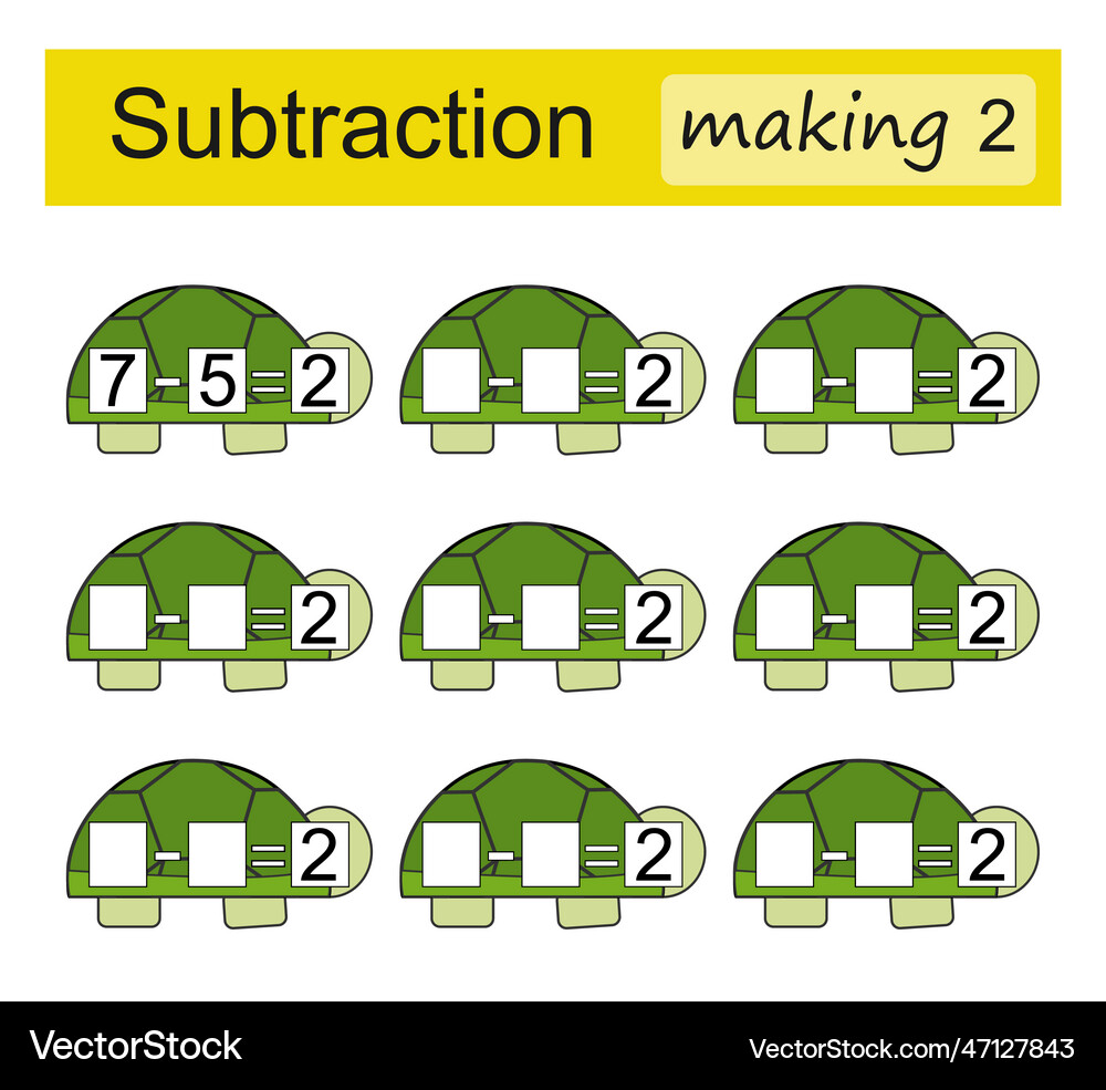 Mathematical puzzle game for kids subtraction Vector Image