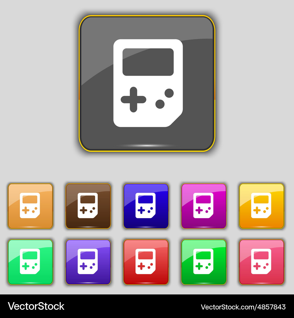 Tetris icon sign set with eleven colored buttons Vector Image