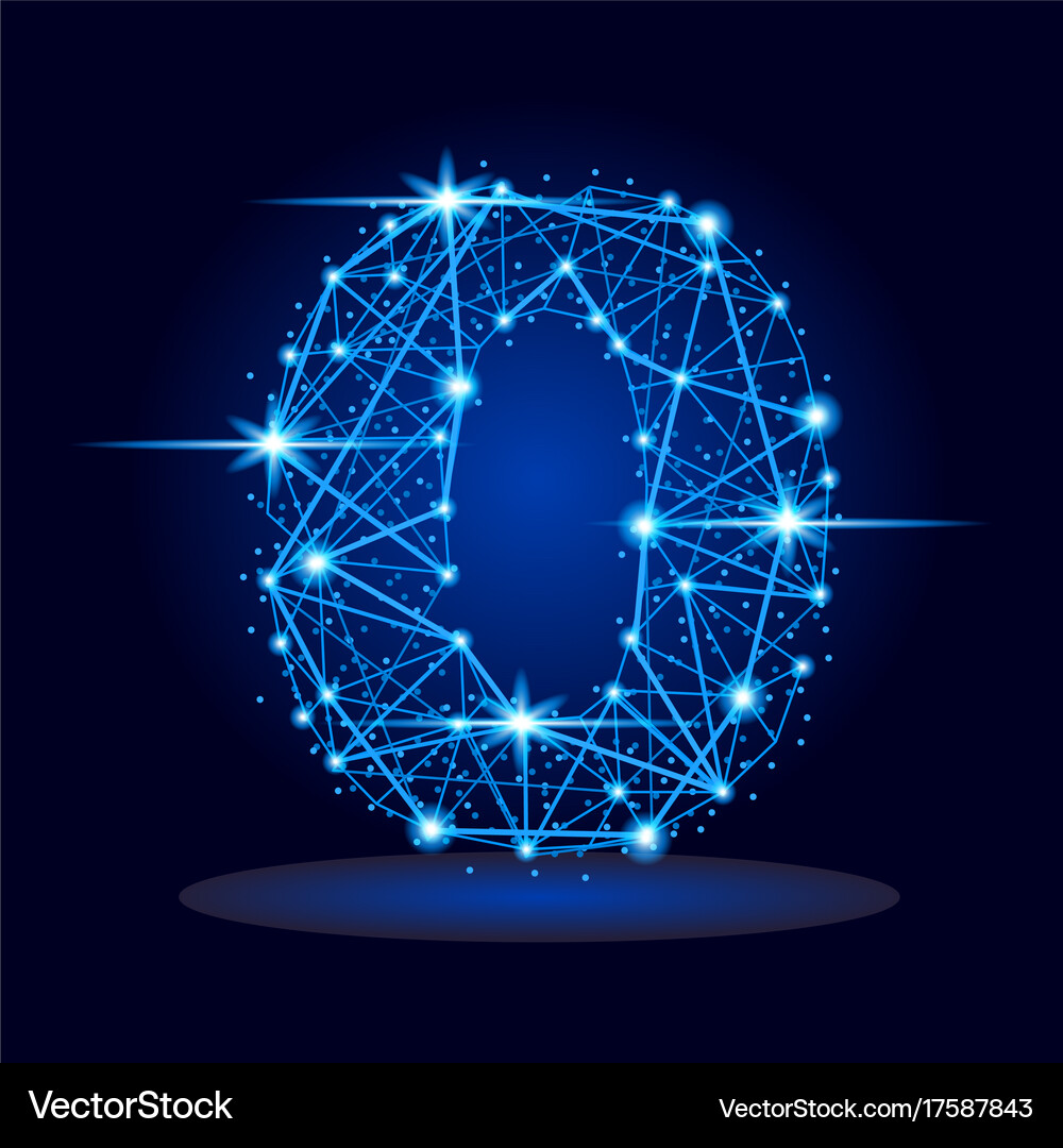 Zero number futuristic polygonal line space stars Vector Image