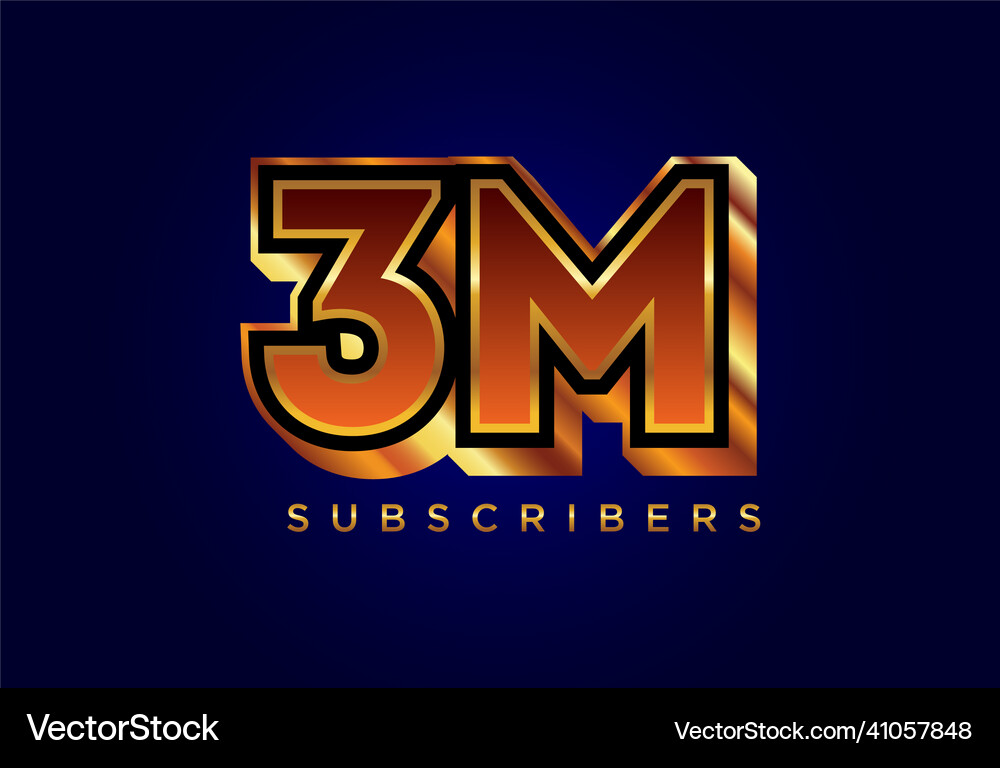 3d golden subscribers social media celebration Vector Image