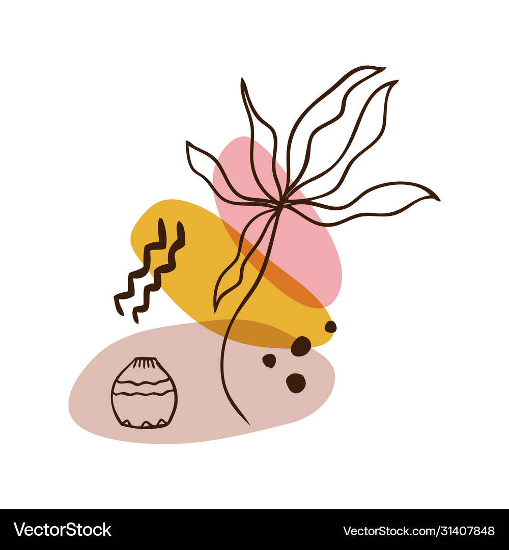 Abstract floral art leaves background hand draw Vector Image