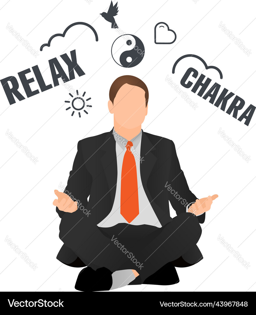 Businessman meditating and relaxing Royalty Free Vector