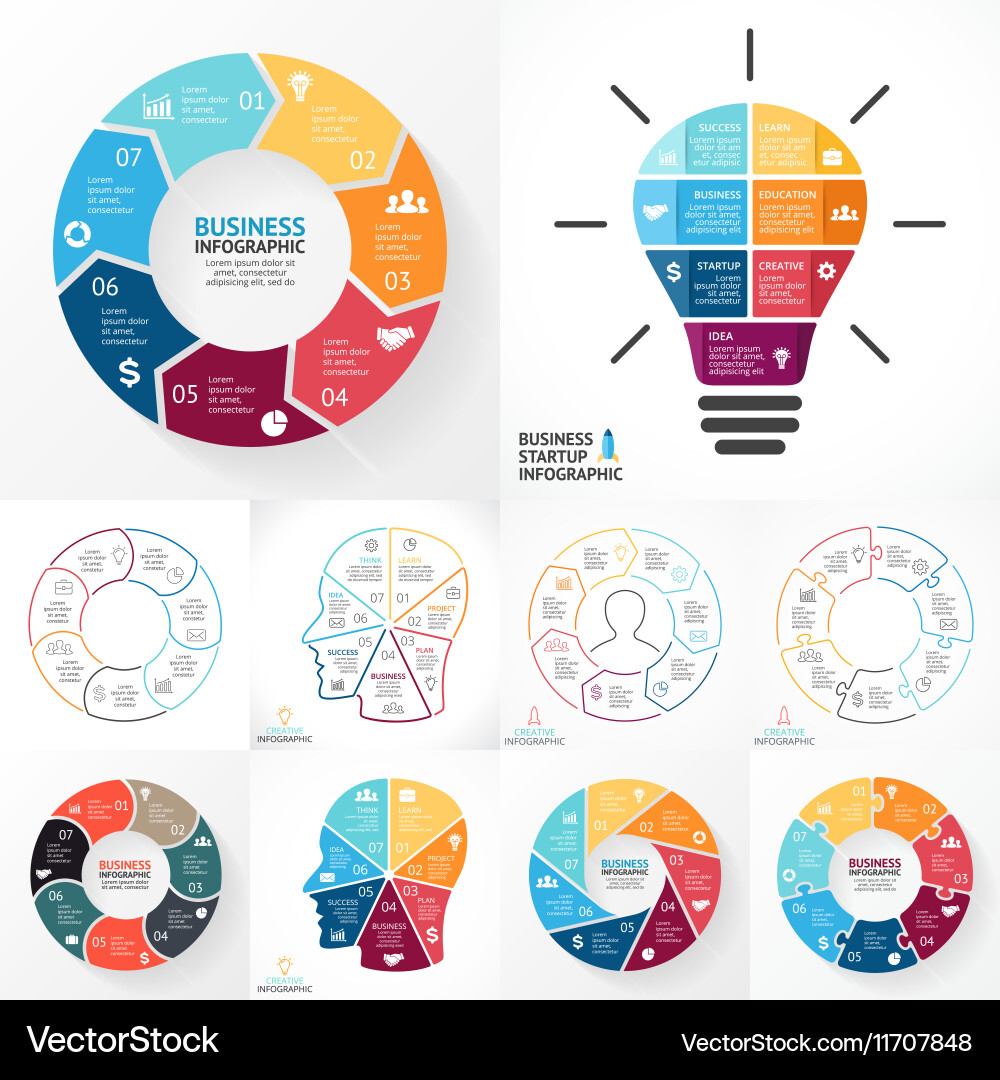 Circle infographic set business diagrams Vector Image