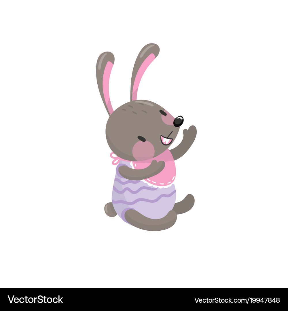 Cute baby rabbit sitting isolated on white Vector Image