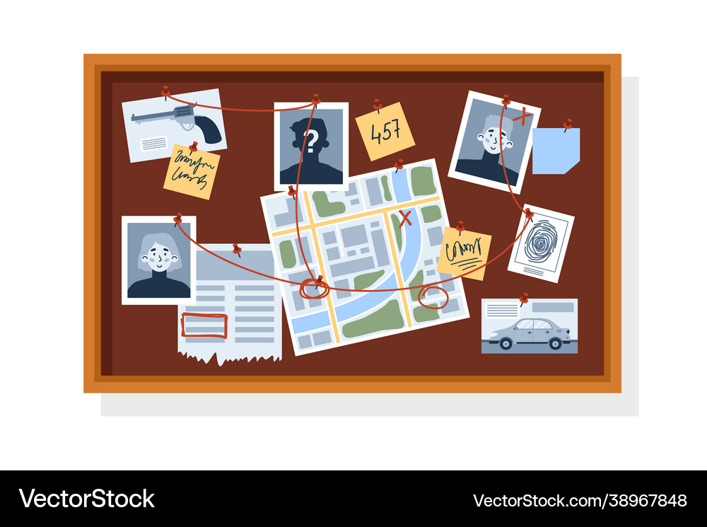Detective scheme for investigation crimes Vector Image