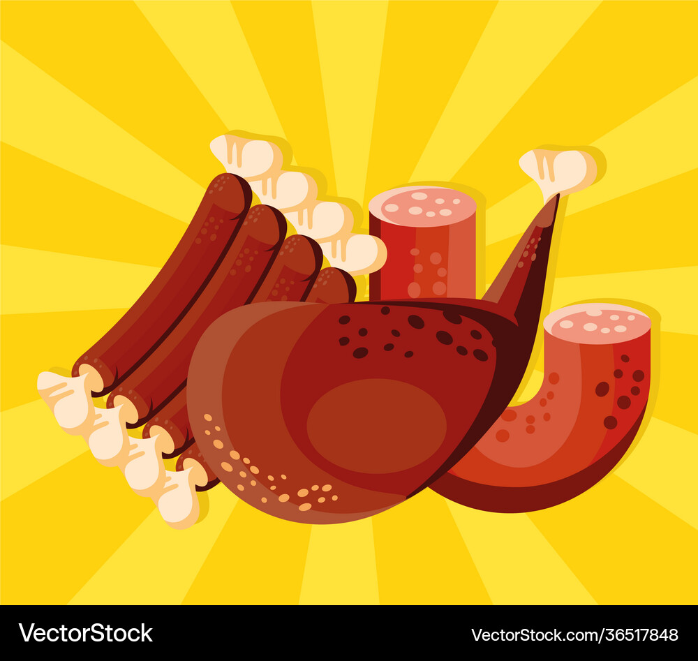 Food meats pork Royalty Free Vector Image - VectorStock