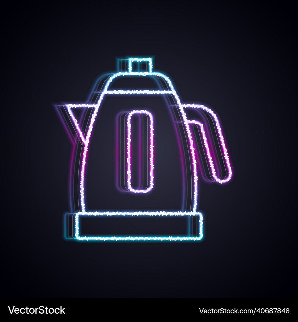 Glowing neon line electric kettle icon isolated Vector Image