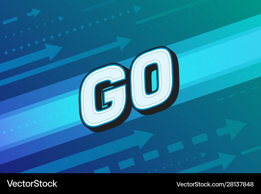 Go white word text and arrows pointing right Vector Image