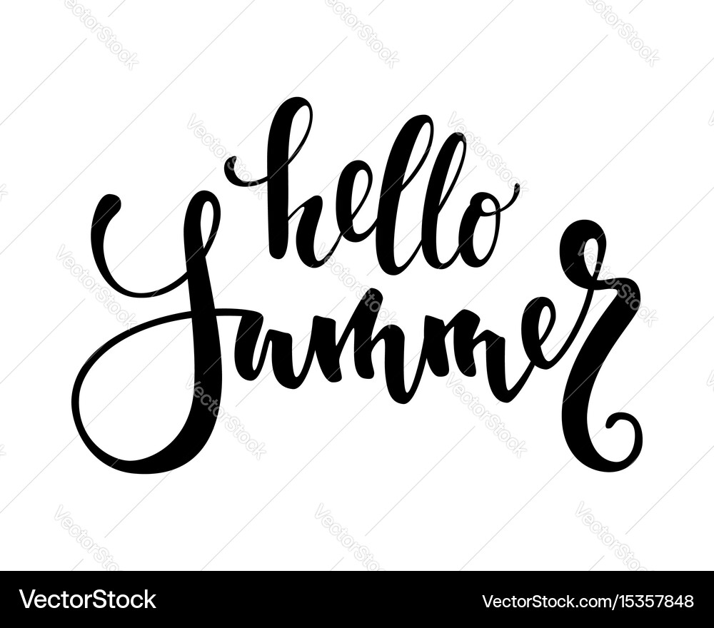 Hello summer hand drawn calligraphy and brush pen Vector Image