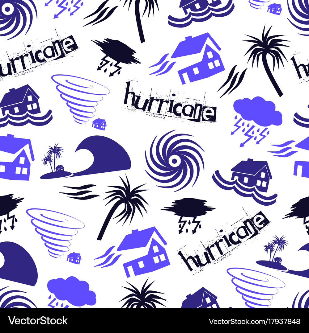 Hurricane natural disaster problem icons seamless Vector Image