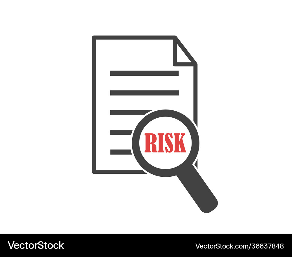 Icon word risk in a magnifier danger business Vector Image