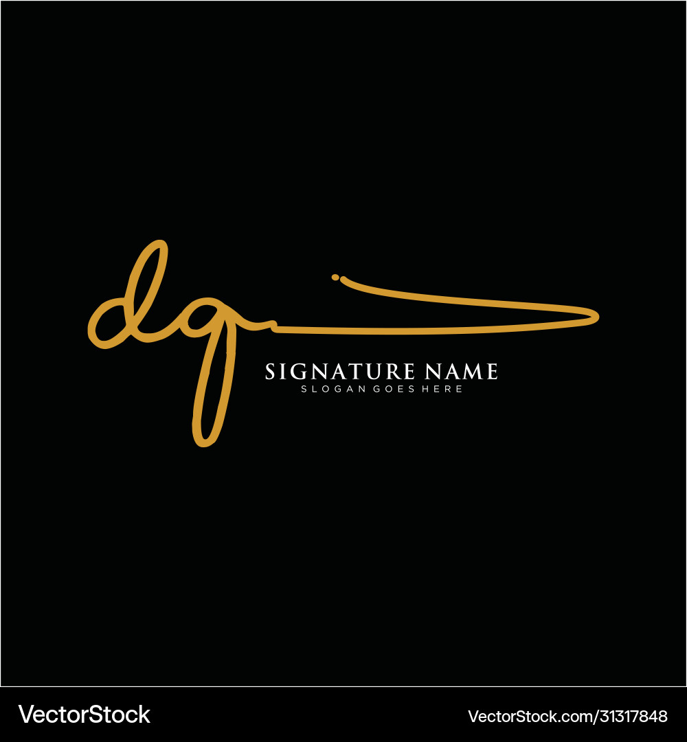 Letter dq signature logo template Royalty Free Vector Image