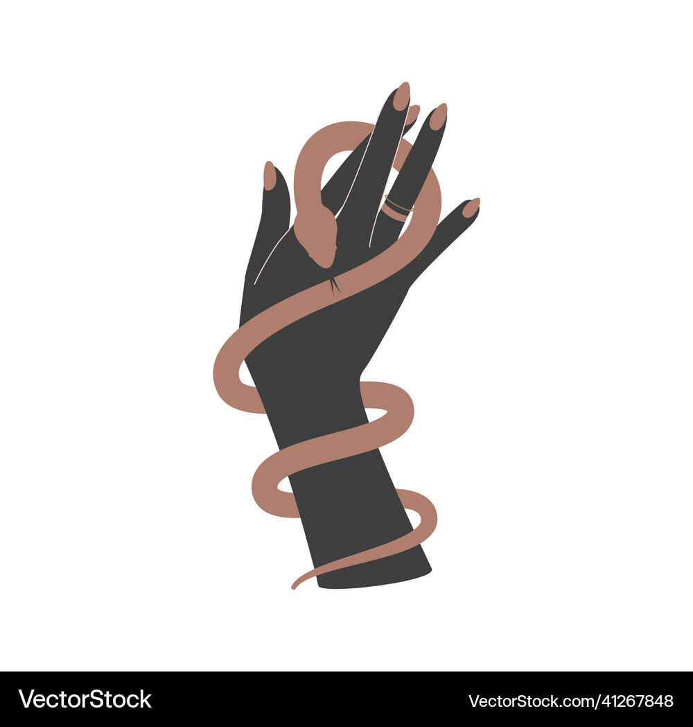 Magic hand and celestial snake spiritual elegant Vector Image