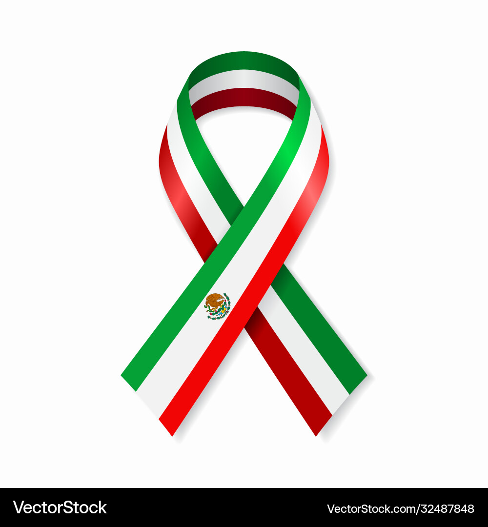 Mexican flag stripe ribbon on white background Vector Image