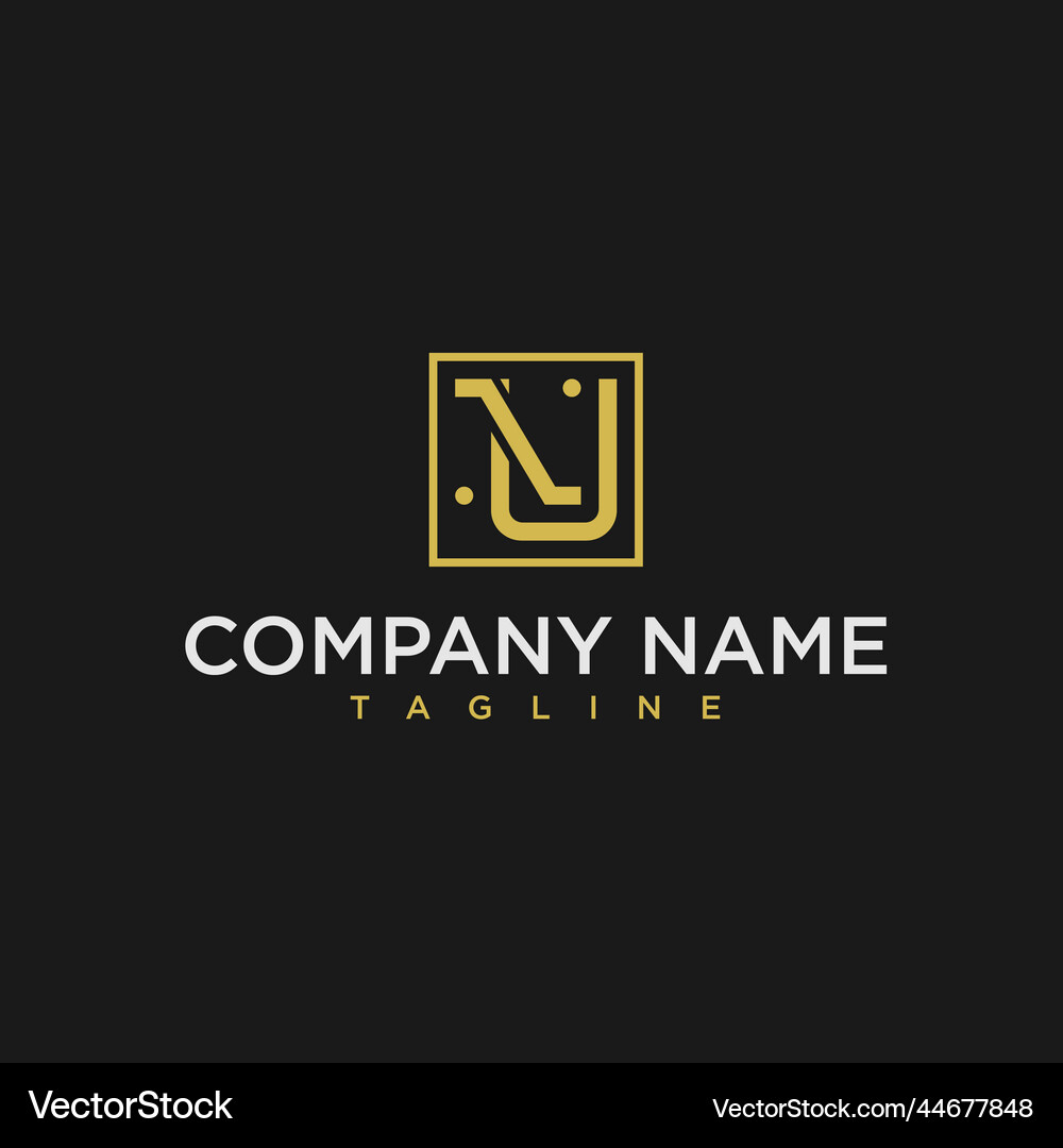 Nu or un luxury initial square logo design Vector Image