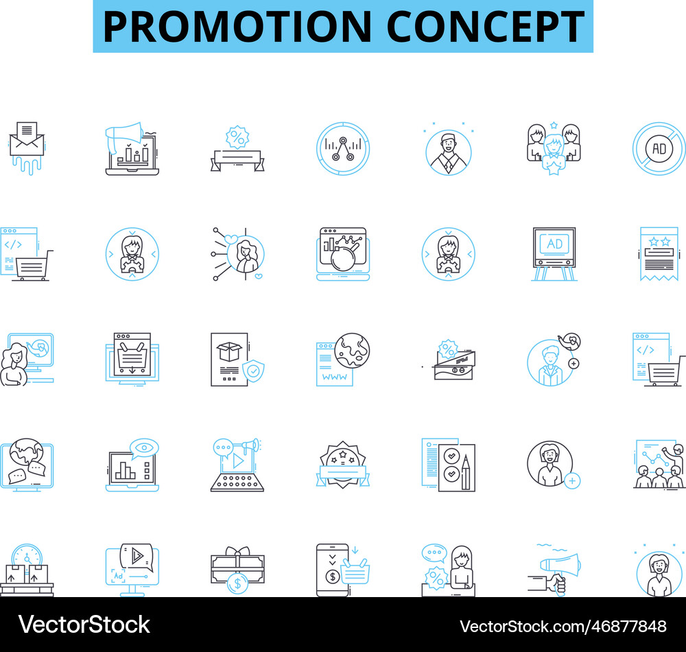 Promotion concept linear icons set advertising Vector Image