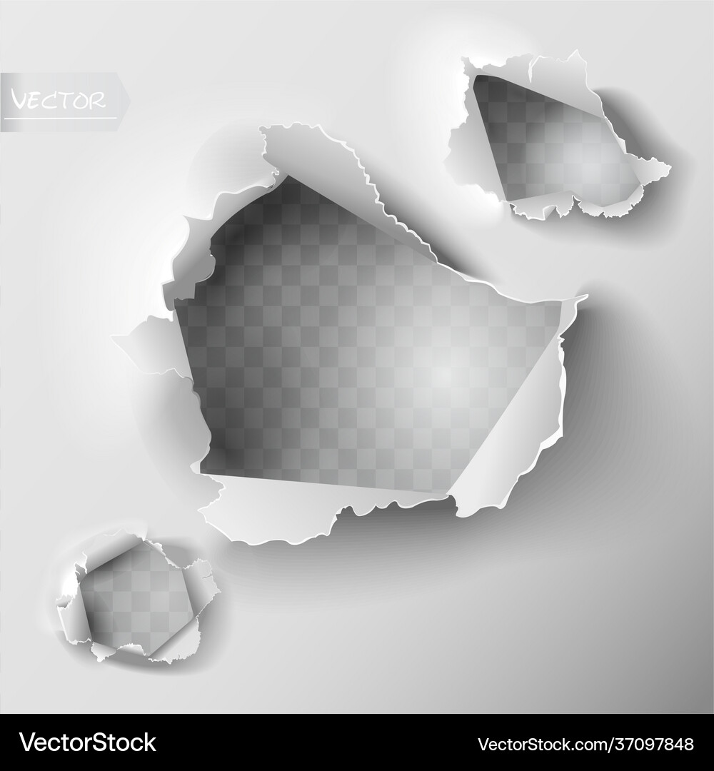 Realistic holes set in paper Royalty Free Vector Image