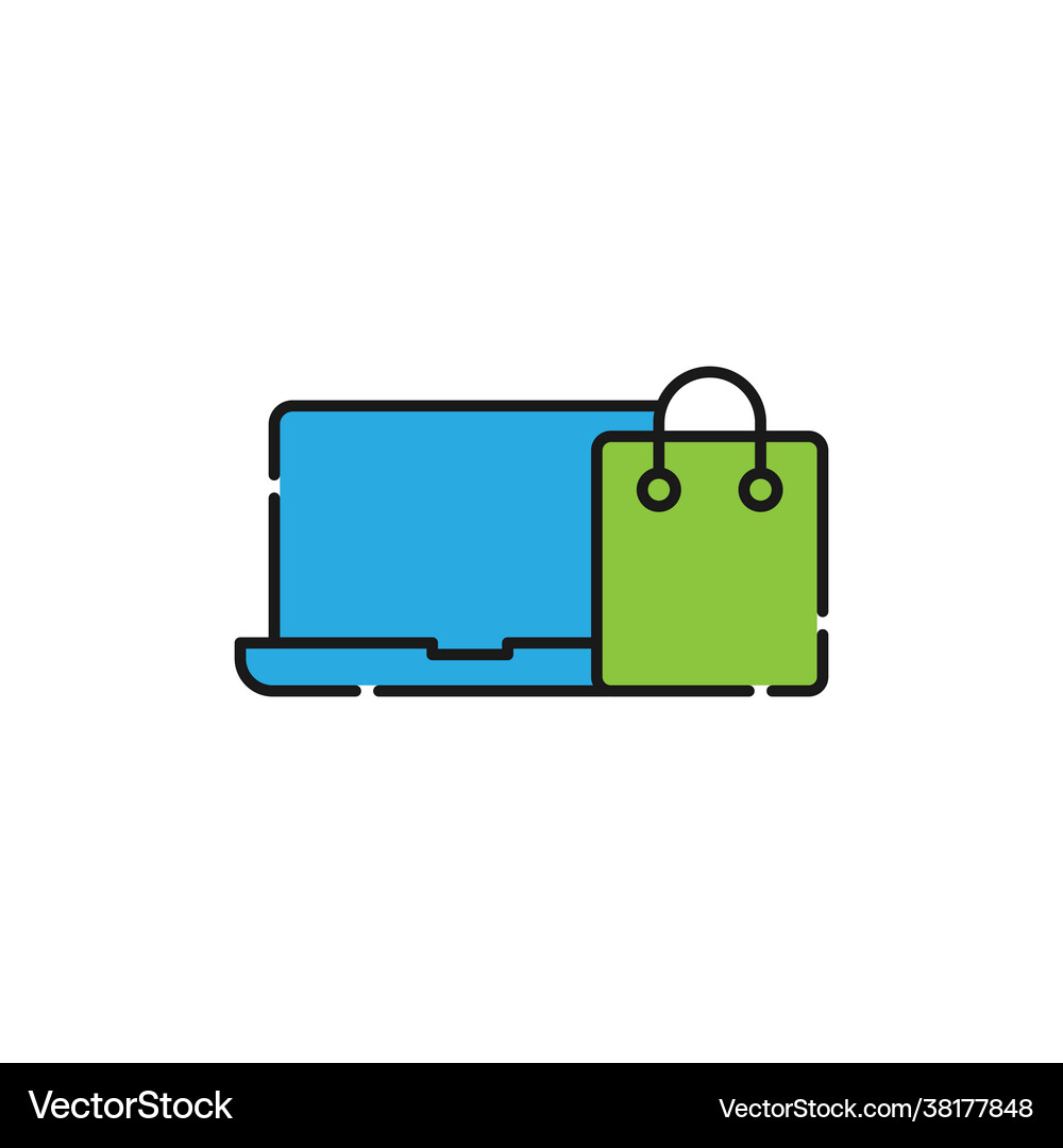 Shopping bag with laptop icon design Royalty Free Vector