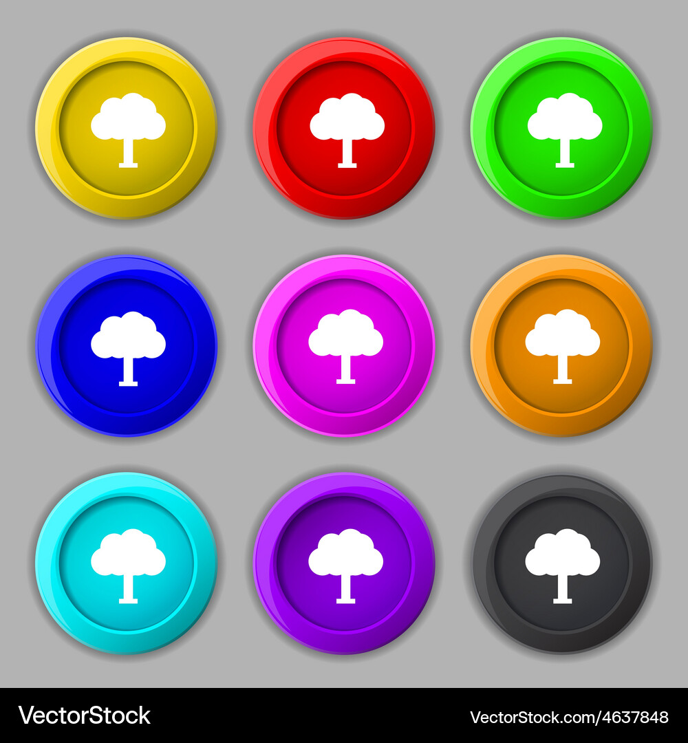 Tree forest icon sign symbol on nine round Vector Image