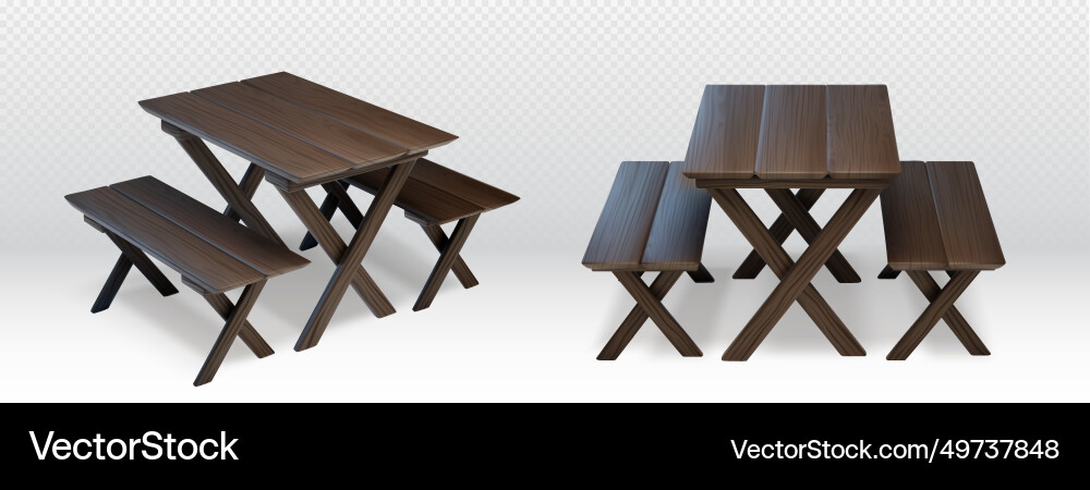 Wooden picnic table on transparent background Vector Image