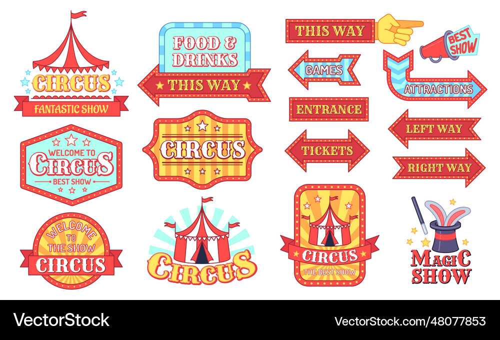 Circus labels carnival and show invitation Vector Image