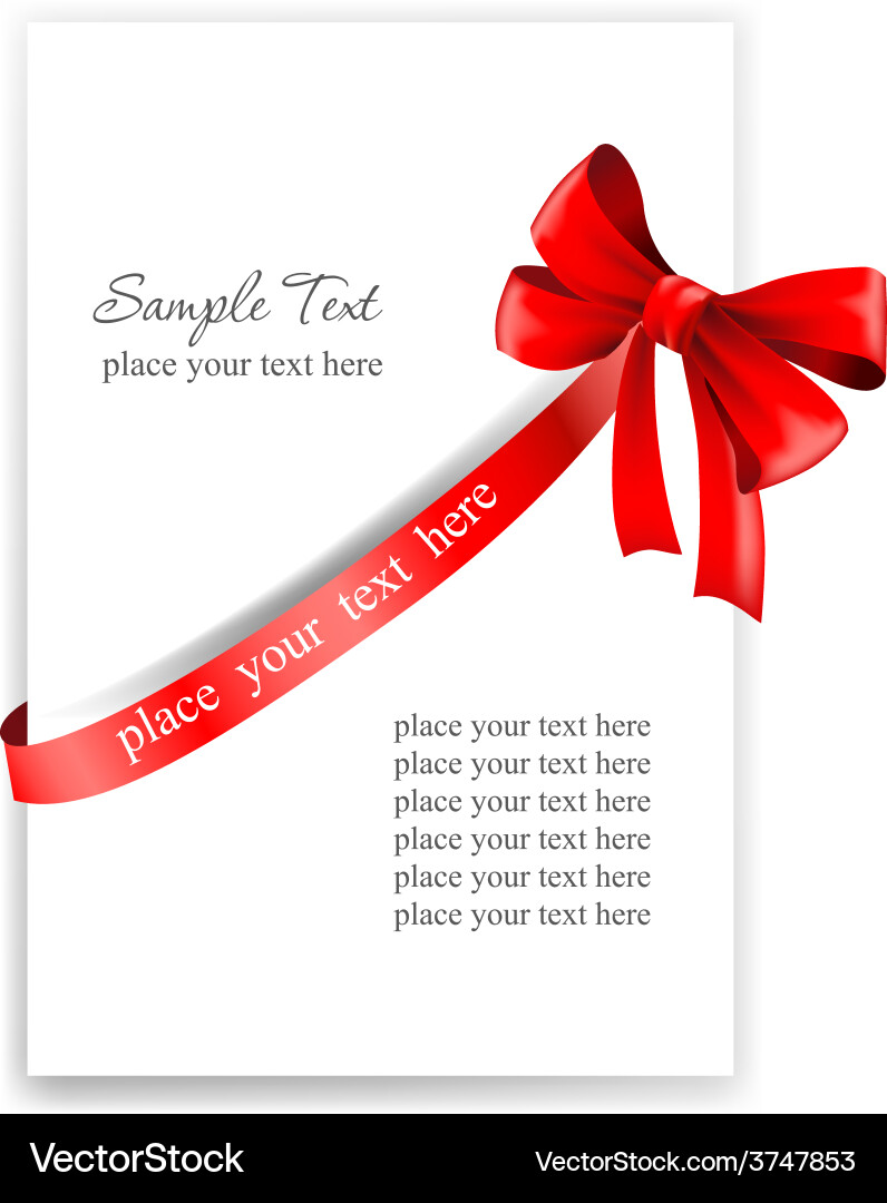 Greeting card with a red ribbon Royalty Free Vector Image