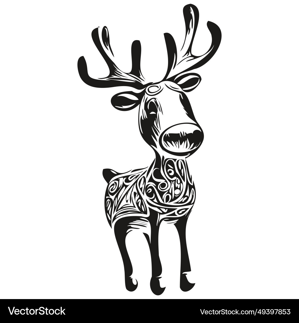 Hand drawn christmas reindeer deer drawing Vector Image