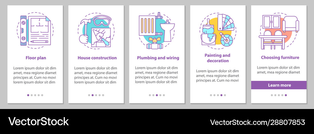 House building onboarding mobile app page screen Vector Image